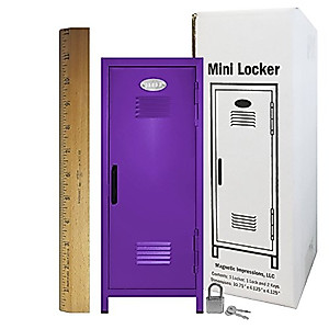 Mini Locker with Lock and Key Purple -10.75" Tall x 4.125" x 4.125"