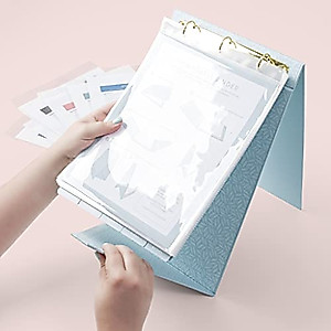 PPP Home Easel 10 Blue Mylar Tabs | Built-in Magnetic Closure | 3 Ring with 30 Heavyweight Sheet Protectors | Hardcover with Matte Lamination Finish | Recipe Book Holder | 10"x14" Size