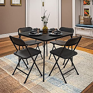 CoscoProducts COSCO Indoor/Outdoor Solid Resin Folding Table & Chair Dining Set, Perfect for Everyday Use, Hosting, Game Night, or Holiday Celebrations, 5-Piece, Black