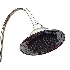 My PlumbingStuff RX2300J JUMBO Clawfoot Tub Add-a-Shower - 60” D-Style Rod with Shower Rings - JUMBO Chrome-Bell Showerhead - B3100 Ball-Valve Technology - 12 Shower-Curtain Rings