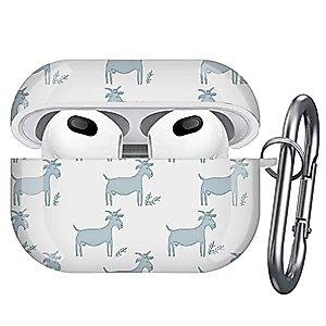 Art-Strap Case, Compatible with AirPods 3 - Shockproof TPU Gel Protection Cover Shell with Keychain Carabiner, Replacement for Apple AirPods (Goats On)