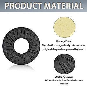 MDR-ZX100 Replacement Ear Pads Noise Canceling Wrinkled Leather Ear Cushions Covers Earmuff Repair Part for Sony MDR-V150 V250 V300 V100 V200 V400 DR-BT101 ZX100 ZX300 Headphones (Black)