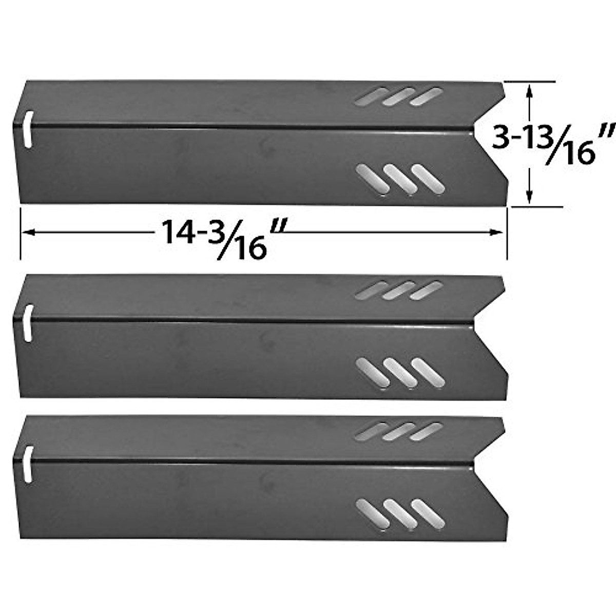 bbqGrillParts Grill Boss GBC1306J, Uniflame GBC1134W, GBC1030W, RevoAce GBC1690W, GBC1705WV, GBC1706W, GBC1793W, (3-Pack) Replacement Porcealin Steel Heat Shield - 3 Pack