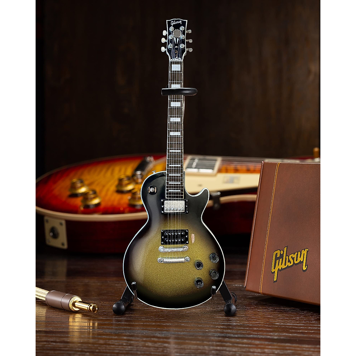 AXE HEAVEN Adam Jones Les Paul Custom Silverburst Mini Guitar 1:4 Scale Replica