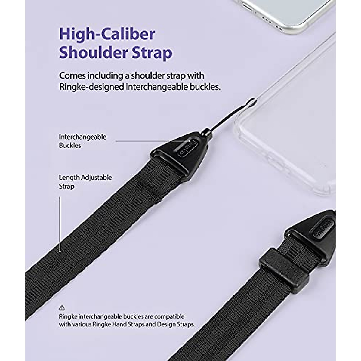 Ringke Air Shoulder Strap Compatible with iPhone 12 Case, Crossbody Neck Lanyard with Clear TPU Silicone Phone Cover for 6.1-inch (2020) - Clear