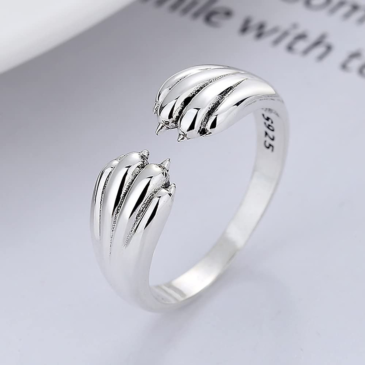 Cat Paw Hug Love 925 Sterling Silver Open Adjustable Statement Finger Rings for Women Cute Dainty Dog Claw Puppy Pet Lovers Animal Band Ring Fashion Jewelry Gifts Family Daughter Birthday Bff