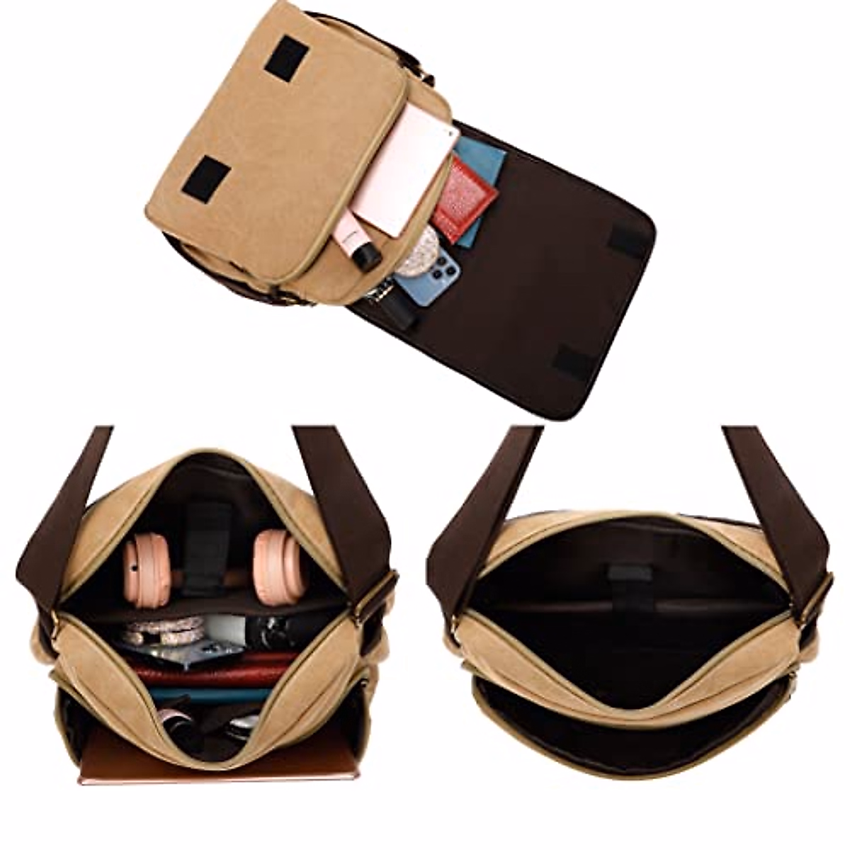 Sunsomen Canvas Messenger Bag Satchel Bag Crossbody Bag Shoulder Bag 14inch With Water Pocket (Army green)