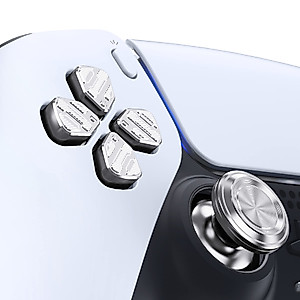 eXtremeRate Silver Metal Thumbsticks Dpad ABXY Buttons for PS5 Controller, Custom Replacement Aluminum Analog Thumbsticks & Action Buttons & Direction Keys for PS5 Controller - Controller NOT Included