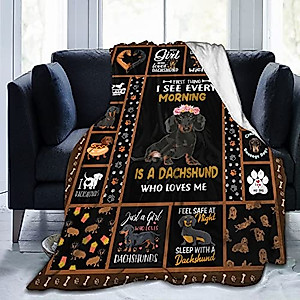 Dachshund Blanket Dachshund Dog Throw Blanket Super Soft Flannel Cozy Cute Cartoon Pet Blankets Warm Lightweight Plush Fleece Blankets for Sofa Couch Bed Gift for Kids Adults 50"x40"