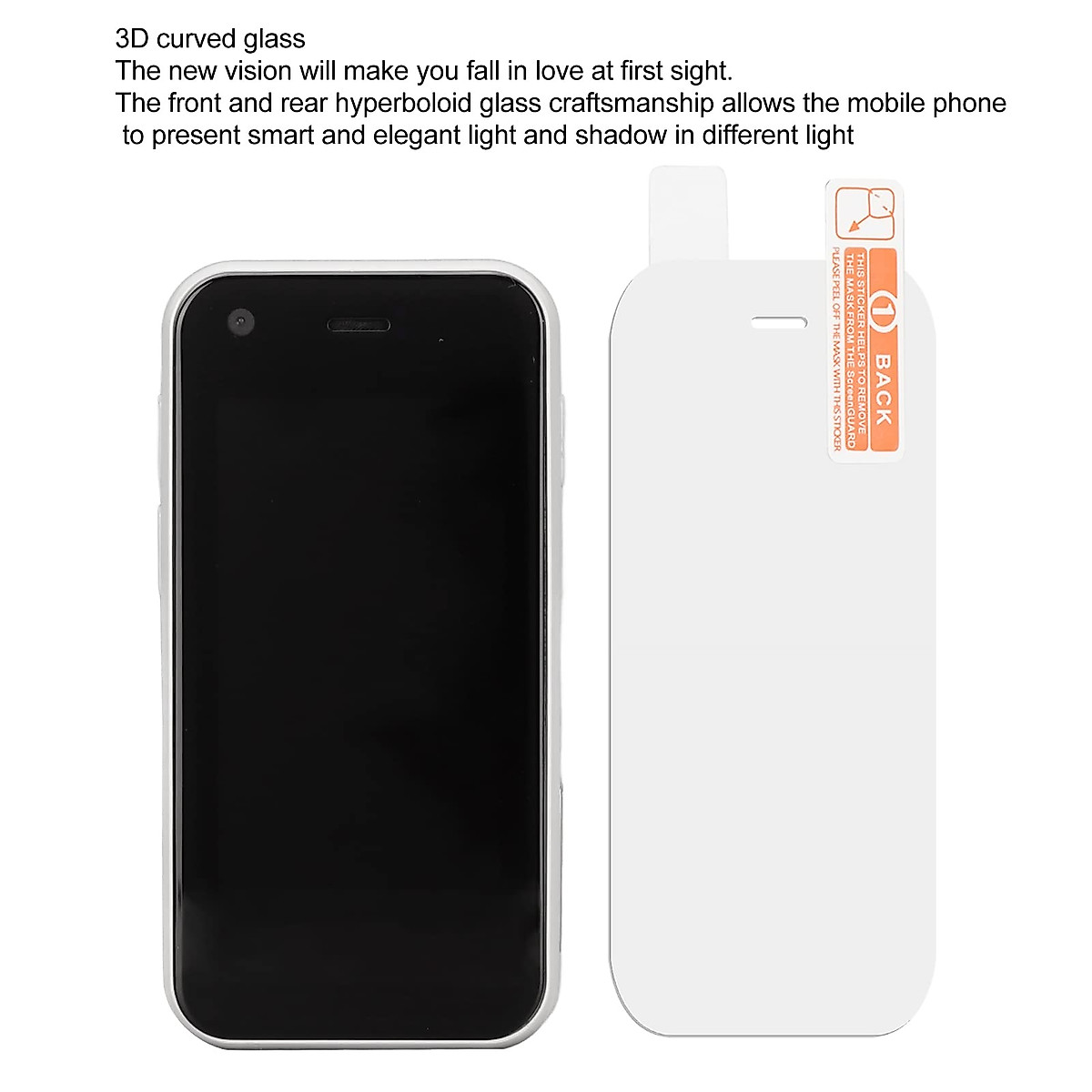 ASHATA Mini Mobile Phone, 3G Small Unlocked Smartphone, GPS, 1GB 8GB ROM, Quad Core, 2.5in Android Cellpohone Support App Download(Pearl White)