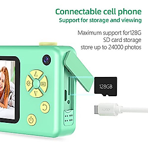 Kids Digital Camera, FHD 1080P Digital Camera for Kids with 32GB SD Card 8X Zoom Compact Point and Shoot Digital Camera, Portable Mini Kids Camera for Teens Students Boys Girls Tweens - Green