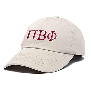 DALIX Pi Beta Phi Greek Letters Hat Womens Embroidered Baseball Cap in Beige