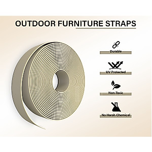 LIUDA 2" x20' ft Vinyl Straps for Outdoor Furniture Replacement Patio Lawn Furniture Repair Strap Strapping Matte Finish (Driftwood) + 20 Free Rivets