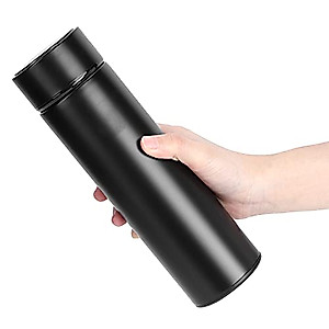 Oumefar Water Bottle, Travel Mugs, Smart Vacuum Flask Thermos Water Bottle with LED Digital Touch Screen, Thermos Cup Vacuum Flask 500ml Stainless Steel for Drinks (Matte black temperature cover)