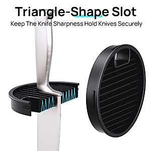 BIARTS Universal Knife Block without Knives Stainless Steel Knife Holder for Kitchen Counter with Drainage Hole, Knife Storage for Countertop Modern Design, Round, 4.6"L x 5"W x 9.4"H