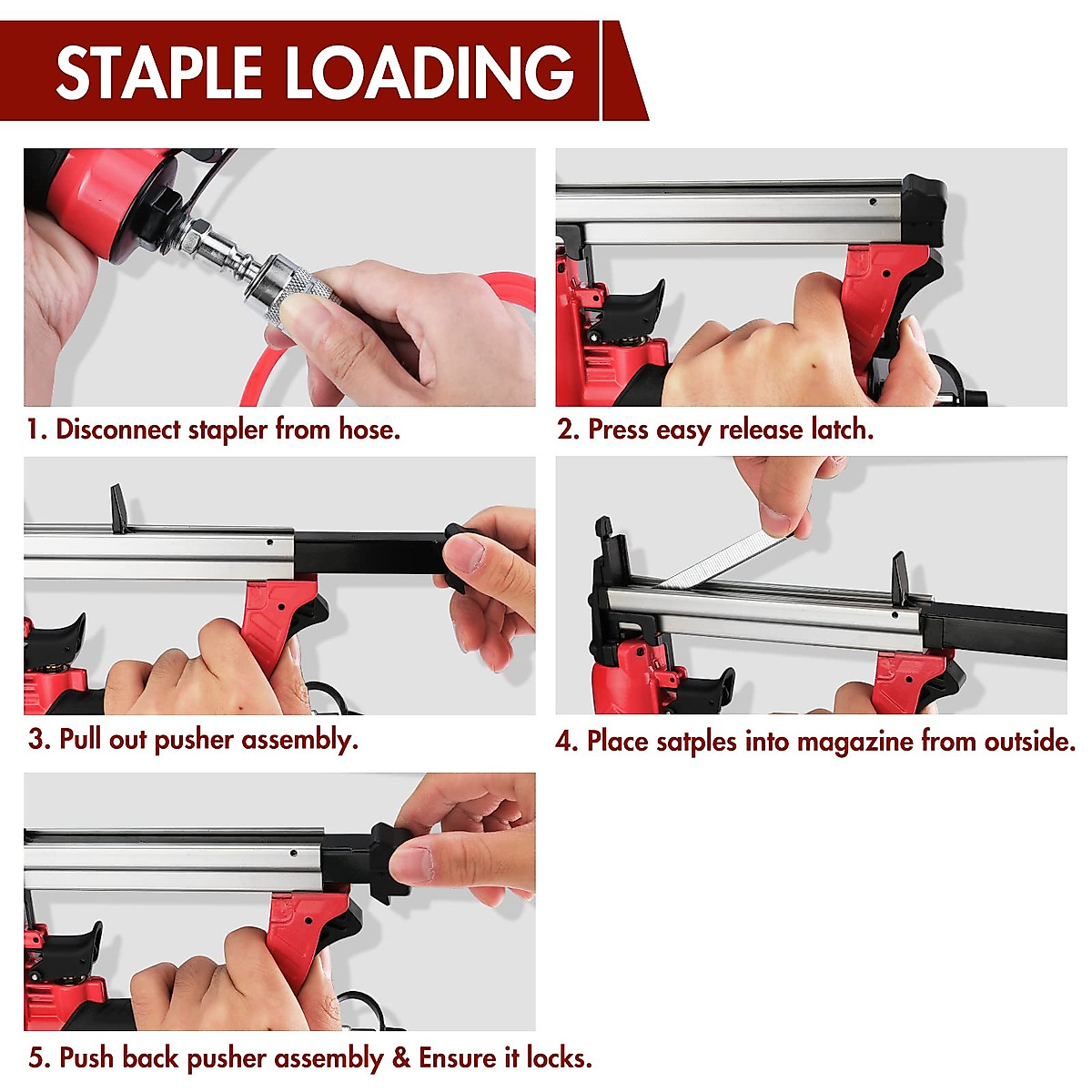 Arrow Pneumatic Staple Gun, Oil-Free Upholstery Stapler with 3750 Pieces T50 1/4", 3/8", 1/2" Staples, Adjustable Exhaust, for Woodworking, Professional and DIY Projects, PT50