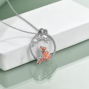 YAFEINI Red Panda Gifts Sterling Silver Red Panda Pendant Necklace Cute Red Panda Jewelry for Women Gifts
