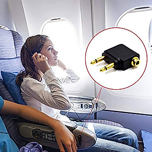 SAISN Headphones Adapter 3.5 mm Airplane Airline Travel Headphone Jack Audio Adapters Converter (Pack of 5, Golden Plated)