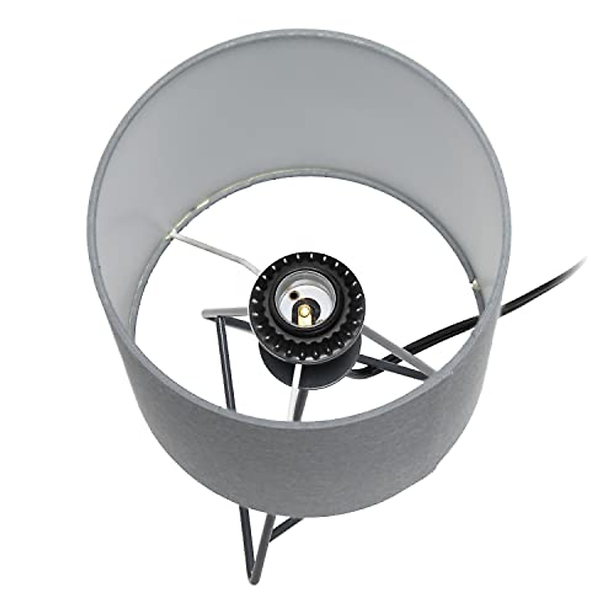 Simple Designs LT2066-GDW 13.5" Down to the Wire Metal Table Lamp with Fabric Shade, Gold with White Shade