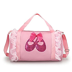 SEHXIM Cute Ballet Dance Backpack Tutu Dress Dance Bag Dance Bag for Girls Waterproof Small Duffle Bag for Kids Ballet Bags for Girl (Pink)