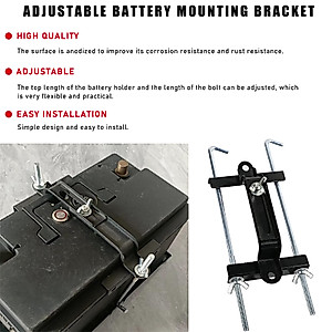 Kewucn Adjustable Battery Hold Down, Car Battery Tie Down Holder Kit, Universal Battery Crossbar with Stainless J Bolt, Automobile Battery Fixing Accessories for Cars, SUV, RV (11 inch bolts)
