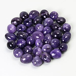 Tumbled Polished Natural Amethyst Stones, Crystals and Healing Stones Quartz Bulk for Wicca, Reiki, Healing Energy, Chakra Stones, Witchcraft Supplies(10Pcs)