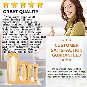 DIOZYRA Ziplock Bag Storage Organizer for Kitchen Drawer, Premium Bamboo Plastic Bag Organizer, Food Storage Bag Holders Suitable for Gallon, Quart, Sandwich and Snack Variety Size Bag