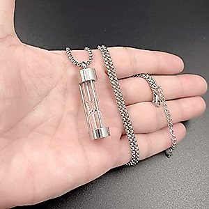 YOUFENG Urn Necklace for Ashes Timeless Hourglass Memorial Pendant Keepsake Cremation Jewelry for Human Pet Ashes Silver