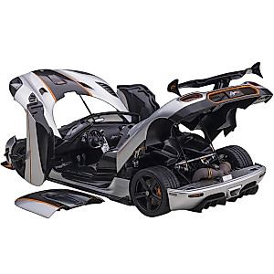 Auto Art Models Koenigsegg Agera RS Moon Silver with Carbon and Orange Accents 1/18 Model Car by Autoart 79024