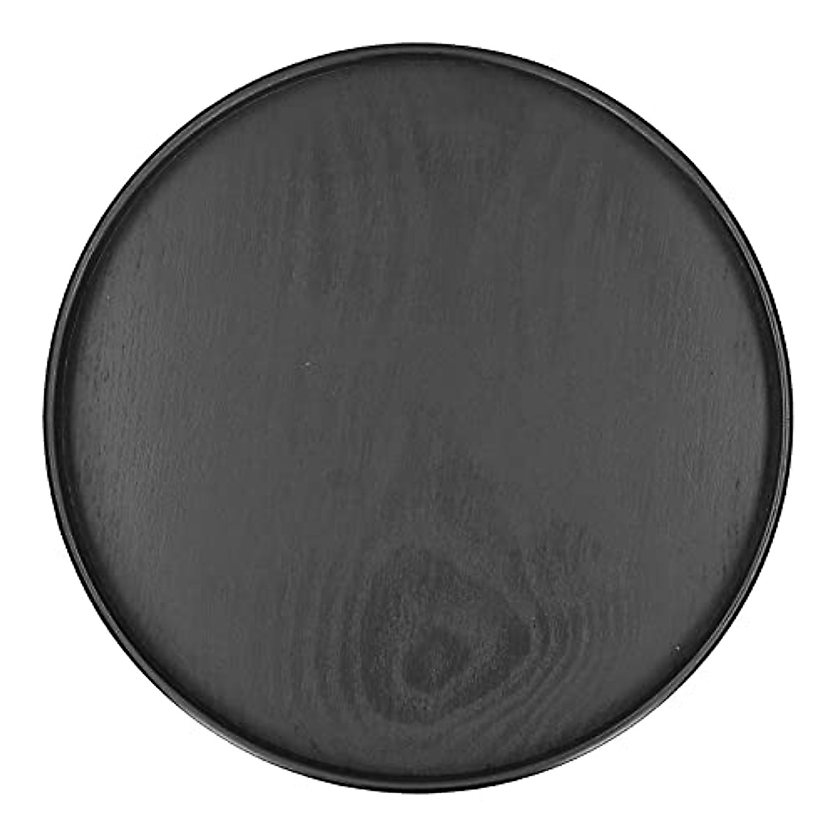 Milltrip Round Wooden Food Fruit Serving Tray Service Plate for Home Kitchen Hotel Use Black(24cm/9.4in)