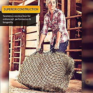 Texas Haynet - 3 String Square Hay Bale Feeder - Slow Feed Nylon Net Hay Holder for Horses - American Made Square Bale Net That Holds ONE 3-String or Two 2-String Bales 1.5” Holes