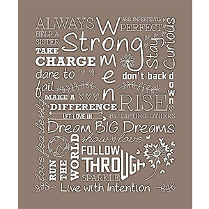 Cozy Covers - Strong Women - Inspirational Words Blanket - Perfect Size 50" x 60" Super Soft Ultra Plush Sherpa Throw for Love, Healing, Positivity and Encouragement (Taupe)