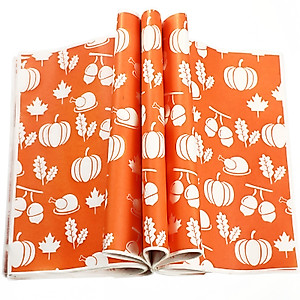 150 Pieces Autumn Wax Paper Sheets Food Wrap Paper Grease Resistant Paper Liners Thanksgiving Theme Waterproof Wrapping Tissue Food Picnic Paper for Home Kitchen(Pumpkin)