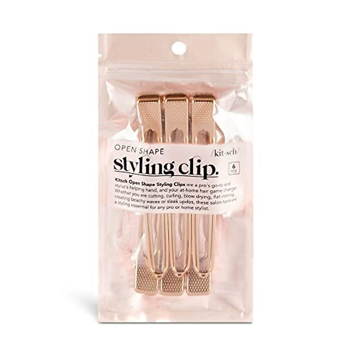 Kitsch Styling & Sectioning Hair Clips - Open Shape Alligator and Duck Billed Clips for Long & Short Hair | Roller Clips, 6 pcs (Gold)