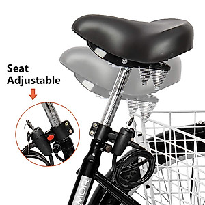 PEXMOR Adult Tricycle 7 Speed, 24/26 Inch 3 Wheel Bikes Tricycle for Adults, Adult Trike for Women/Men/Seniors, Three Wheel Cruiser Bike w/Folding Front & Rear Basket for Shopping/Recreation/Picnic