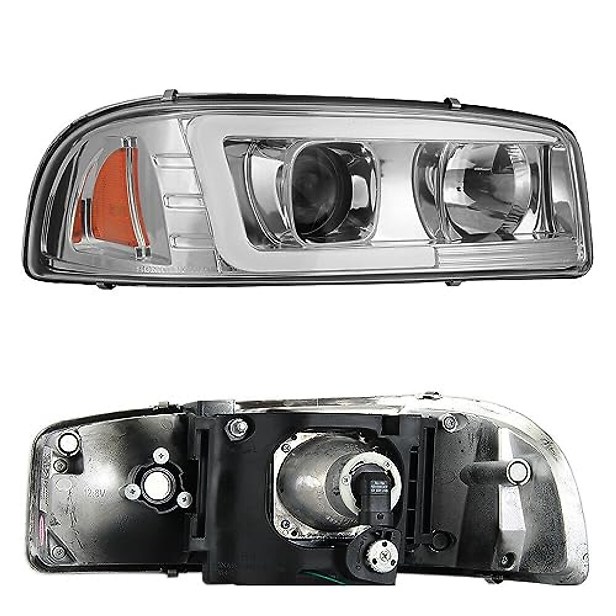 HH Building 2pcs Headlight Front Left Right Driver Passenger Side Clear Lens Chrome Housing LED Tube Projector Headlights 5_444-CDE00V2-LB-C A7799C0B3999C0B3903C_1999_2000_2001_2002_A18 GM2801186