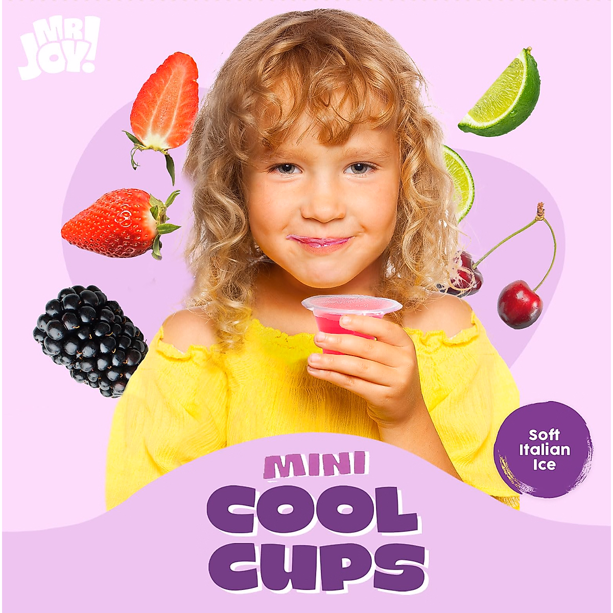 Mr. Joy Soft Italian Ices -Ships Non Frozen Assorted Flavors Mini Cool Cups Variety Pack (40 x 1.34oz) - Freeze & Enjoy - 40 Pantry-safe Mini Italian Ices Dessert Cups (1 Box (40 Cups))