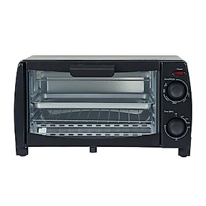 Dominion 4 Slice Small Toaster Oven Countertop, Retro Compact Design, Multi-Function with 30-Minute Timer, Bake, Broil, Toast, 1000 Watts, 2-Rack Capacity, Black