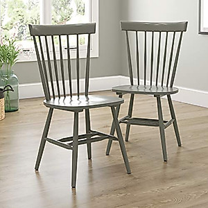 Sauder New Grange Spindle Back Chair, L: 20.47" x W: 21.26" x H: 36.22", Pewter Green Finish