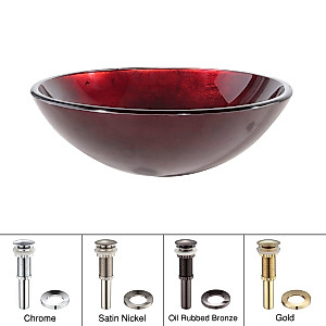 Irruption Red Glass Vessel Bathroom Sink with PU-MR Chrome