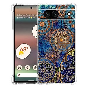 Beaucov Pixel 7 Case, Gorgeous Colours Circle Manala Drop Protection Shockproof Case TPU Full Body Protective Scratch-Resistant Cover for Google Pixel 7