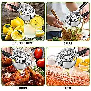 Vakoo Lemon Squeezer, Premium Quality Stainless Steel Squeeze Out Every Drop Of Juice, Max Extraction Most Juice Hand Press Lime Citrus Squeezer, Black