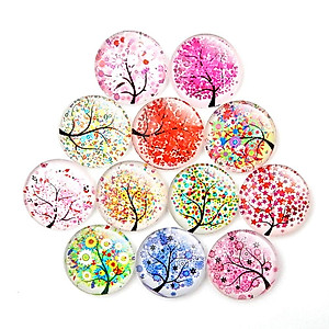 50 Beautiful Glass Refrigerator Magnets, Pretty Tree Fridge Magnets Small Magnets for Map Refrigerator Cabinet Whiteboard 0.7"