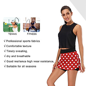 Polka Dot Red Woman Tennis Skirts with Pockets Athletic Golf Skorts Quick Dry Workout Running Hiking Skorts Skirts, X-Large Short