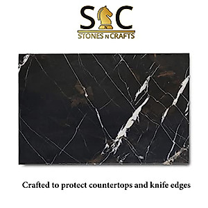 STONES & CRAFTS Marble cutting Board - Marble Chopping Board | Black Cheese Board , Butcher Block with Non-Slip Rubber, Marble Serving Tray for Breakfast , Snacks, Pastries Marble Slab - 8 x 11