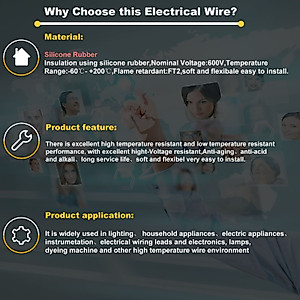 TUOFENG 16awg Wire Flexible Silicone Wire,16 Gauge Tinned Copper Wires Silicone Rubber Insulated (6 Different Colored 15ft /4.6m Each)(OD: 3 mm) 600V Stranded Wire Automotive Wiring