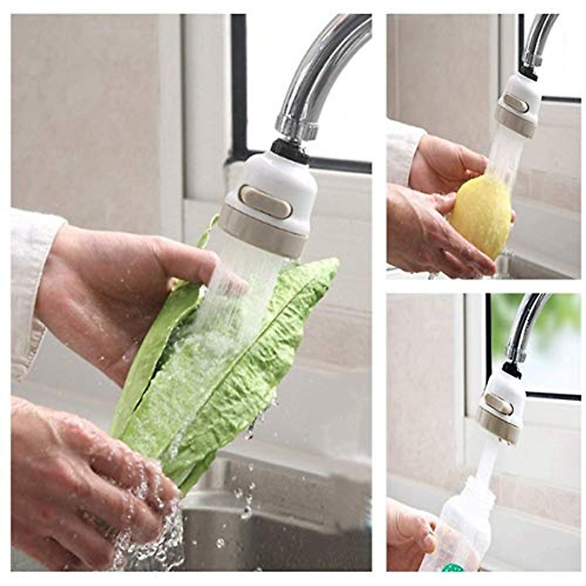 SPYSEE Kitchen Faucet Sprayer Head Water faucet Saver Tap Rotatable 360° Degrees Nozzle Filter Adapter 2PC