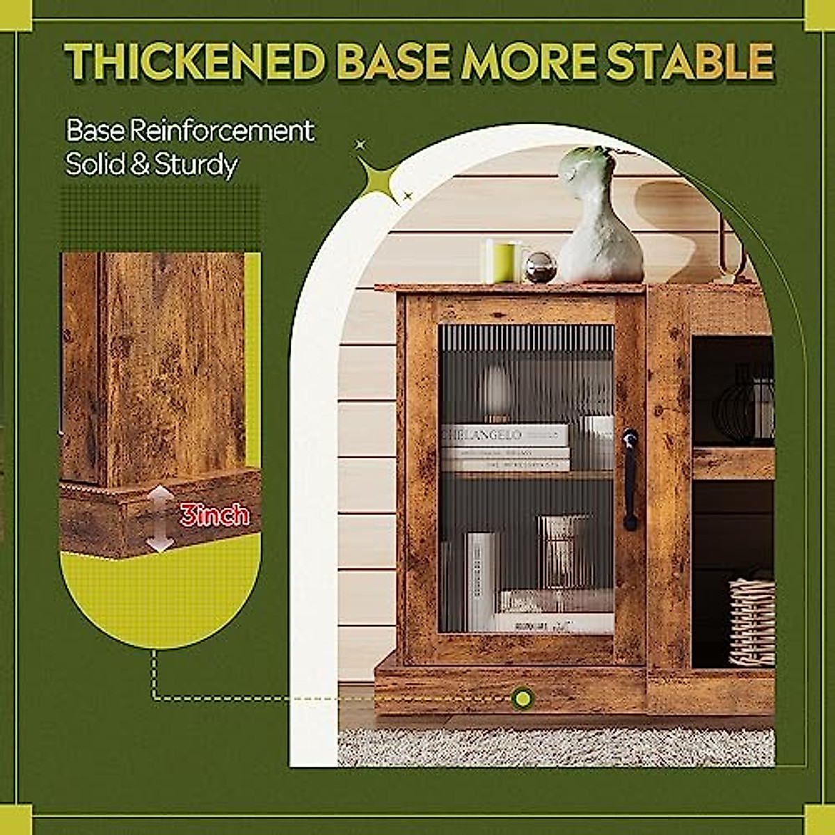 WLIVE Retro TV Stand for 65 inch TV, TV Console Cabinet with Storage, Open Shelves Entertainment Center for Living Room and Bedroom, Rustic Brown…