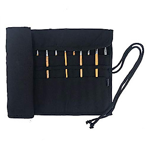 A AIFAMY 30 Pockets Artist Paint Brush Holder, Canvas Roll Up Case Bag & Storage Organizer Pouch Case- Store Pencils, Pens Tools