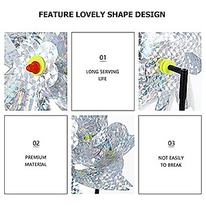 Happyyami 4 Pcs Anti- Bird Reflective Pinwheels Radiant Bird Blinder Bird Deterrent Garden Spinners Effectively Keep Birds Away for Yard Garden Farm